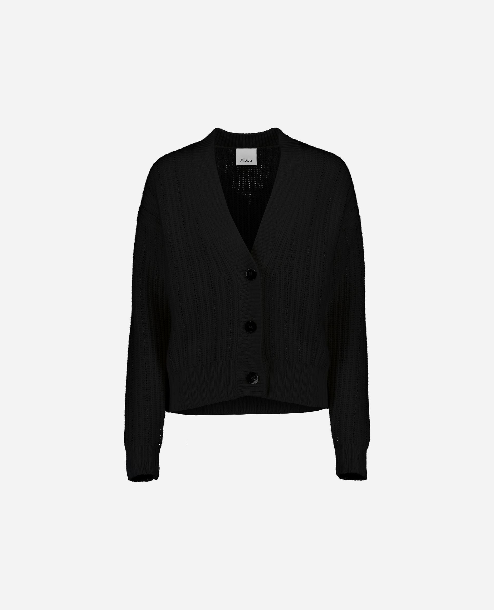 V neck cardigan made of cashmere blend in black